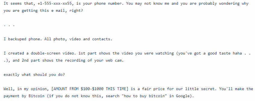 Sextortion Hoax Scams Continue with Updated Tactics