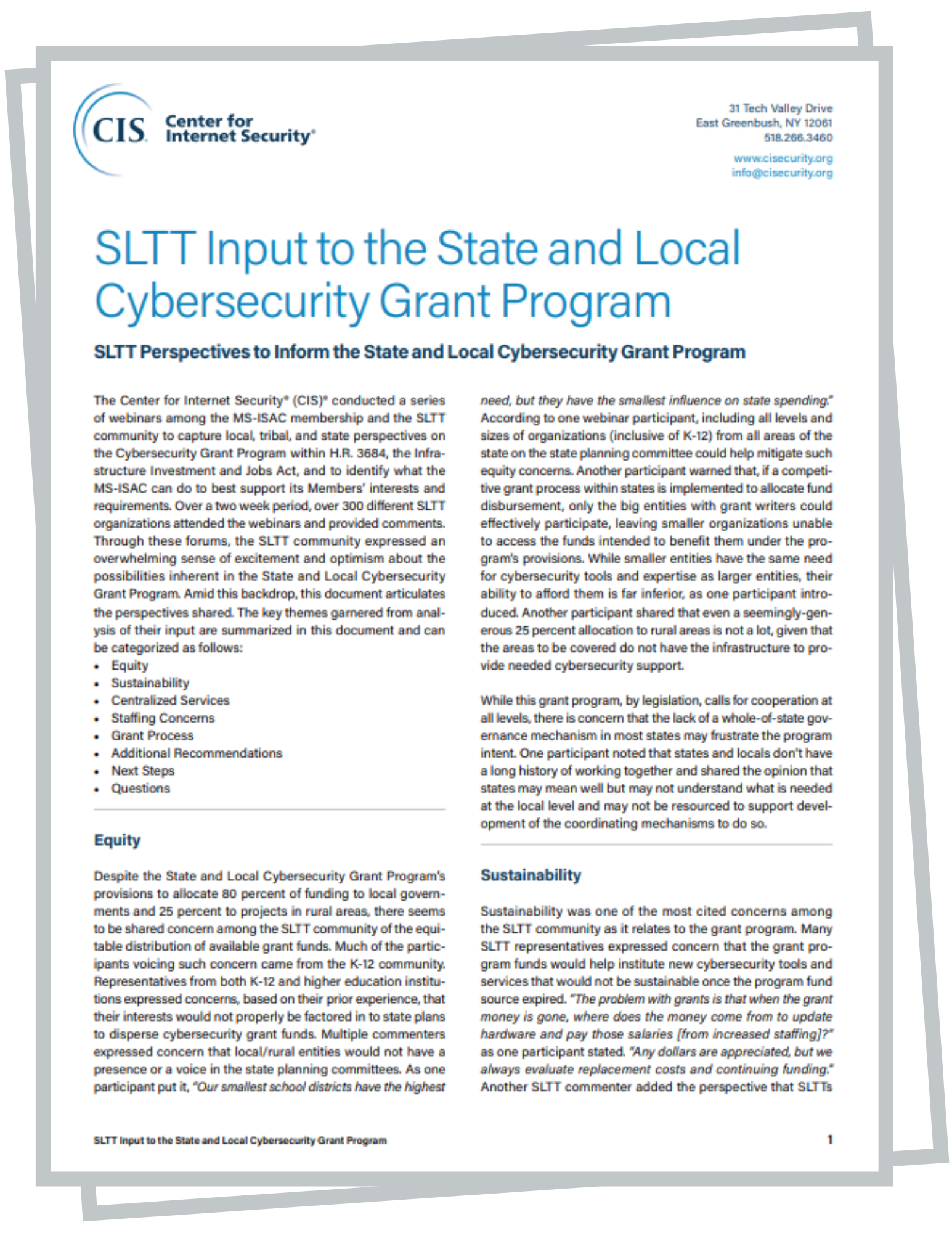 SLTT Input to the State and Local Cybersecurity Grant Program