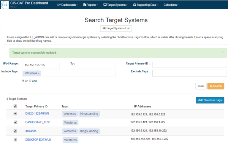 New Features in CIS-CAT Pro v1.1.7 Dashboard